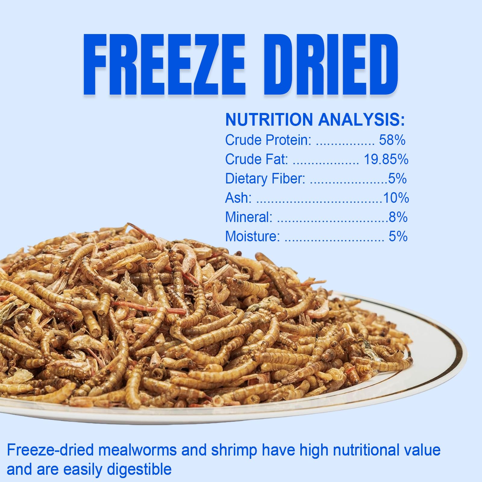 Appetizing Mealworms with Dried River Shrimp (8oz) All Natural 100% Non-GMO,Surf & Turf, Chicken, Fish, Ducks, Wild Birds, Turtles, Hamsters, Fish, and Hedgehogs
