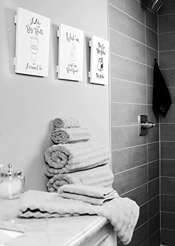 Decorae Wooden Funny Bathroom Signs (Set of 3); Cute Humorous Wall Art Each 10 x 8 Inches