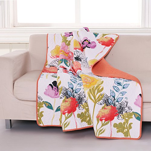 Greenland Home Watercolor Dream Throw Blanket, White 50" x 60"
