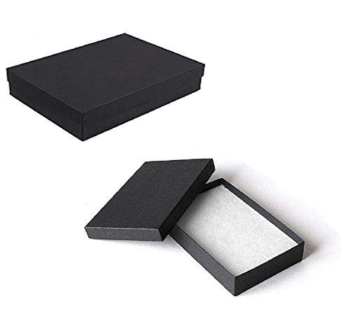 10 Pack Cotton Filled Matte Black Color Jewelry Gift and Retail Boxes 5.25 X 3.75 X 1 Inch Size by R J Displays
