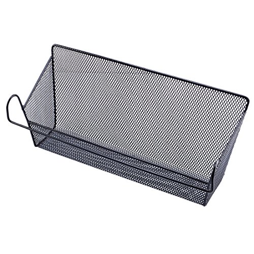 Haoun Bedside Hanging Storage Basket Office Desk Dormitory Iron Mesh Origanizer Caddy for Book Phone Magazine Holder-Black