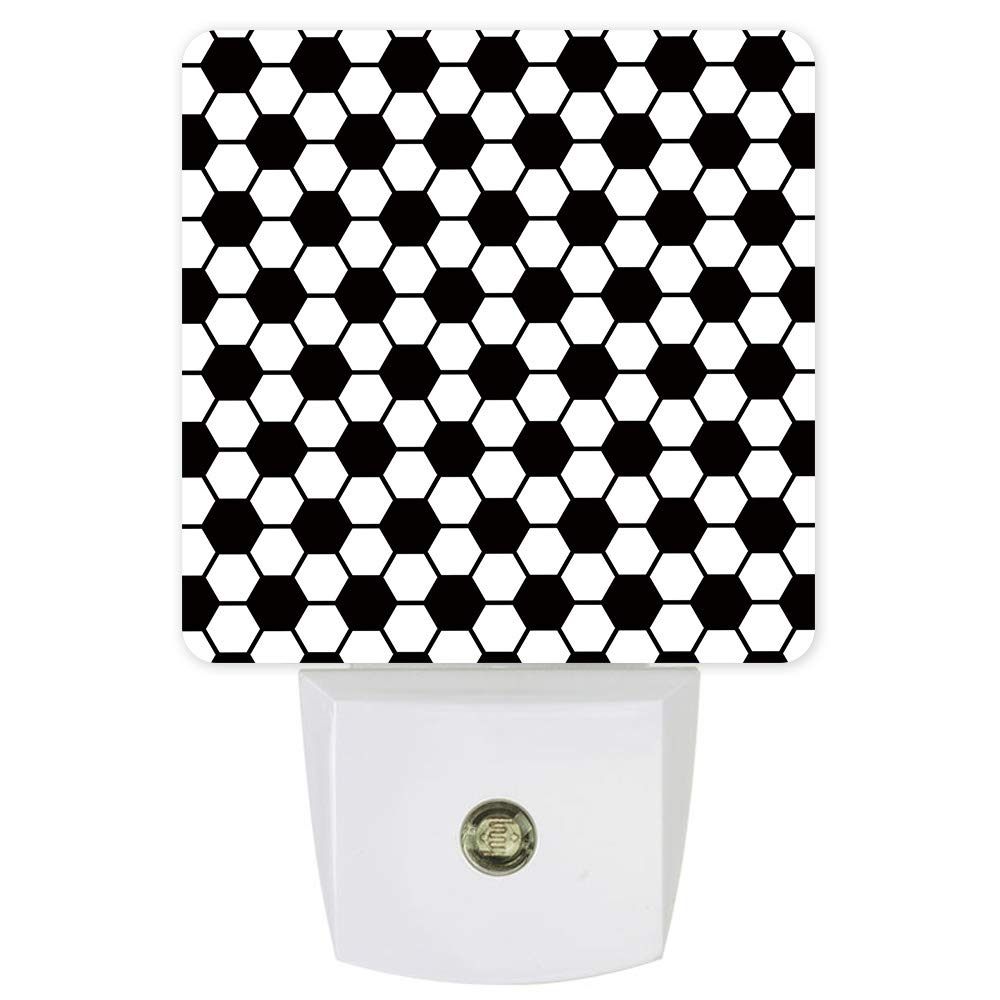 Black and White Hexagon Plug-in Night Light Auto Dusk to Dawn Geometric Night Lights Smart Sensor Led Nightlight Lamp for Bedroom Bathroom Kitchen Nursery Hallway Stairs Energy Efficient Home Decor