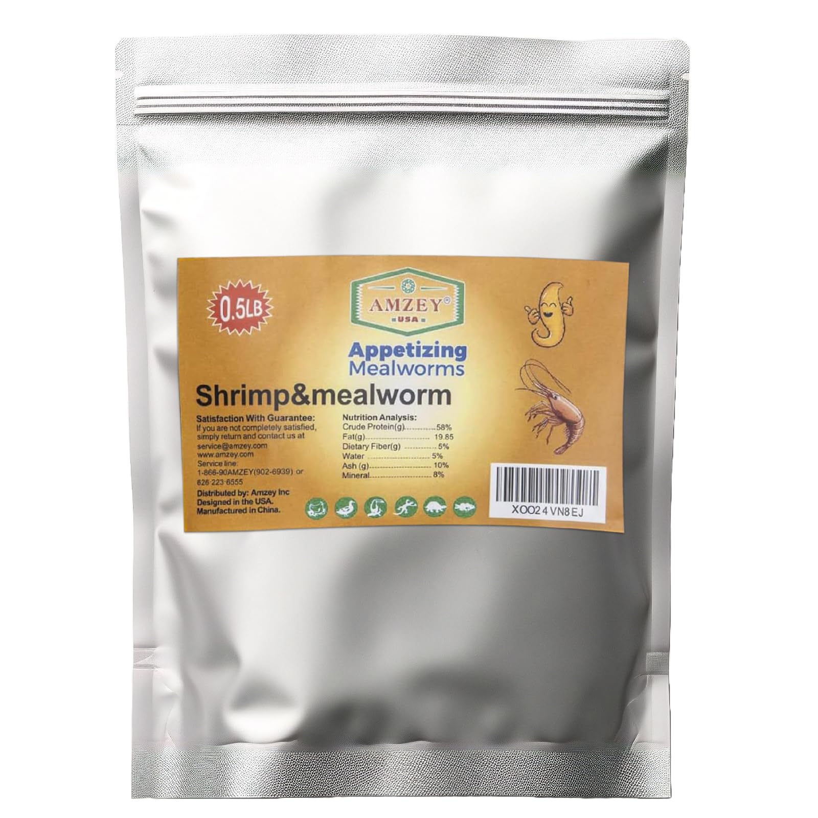 Appetizing Mealworms with Dried River Shrimp (8oz) All Natural 100% Non-GMO,Surf & Turf, Chicken, Fish, Ducks, Wild Birds, Turtles, Hamsters, Fish, and Hedgehogs