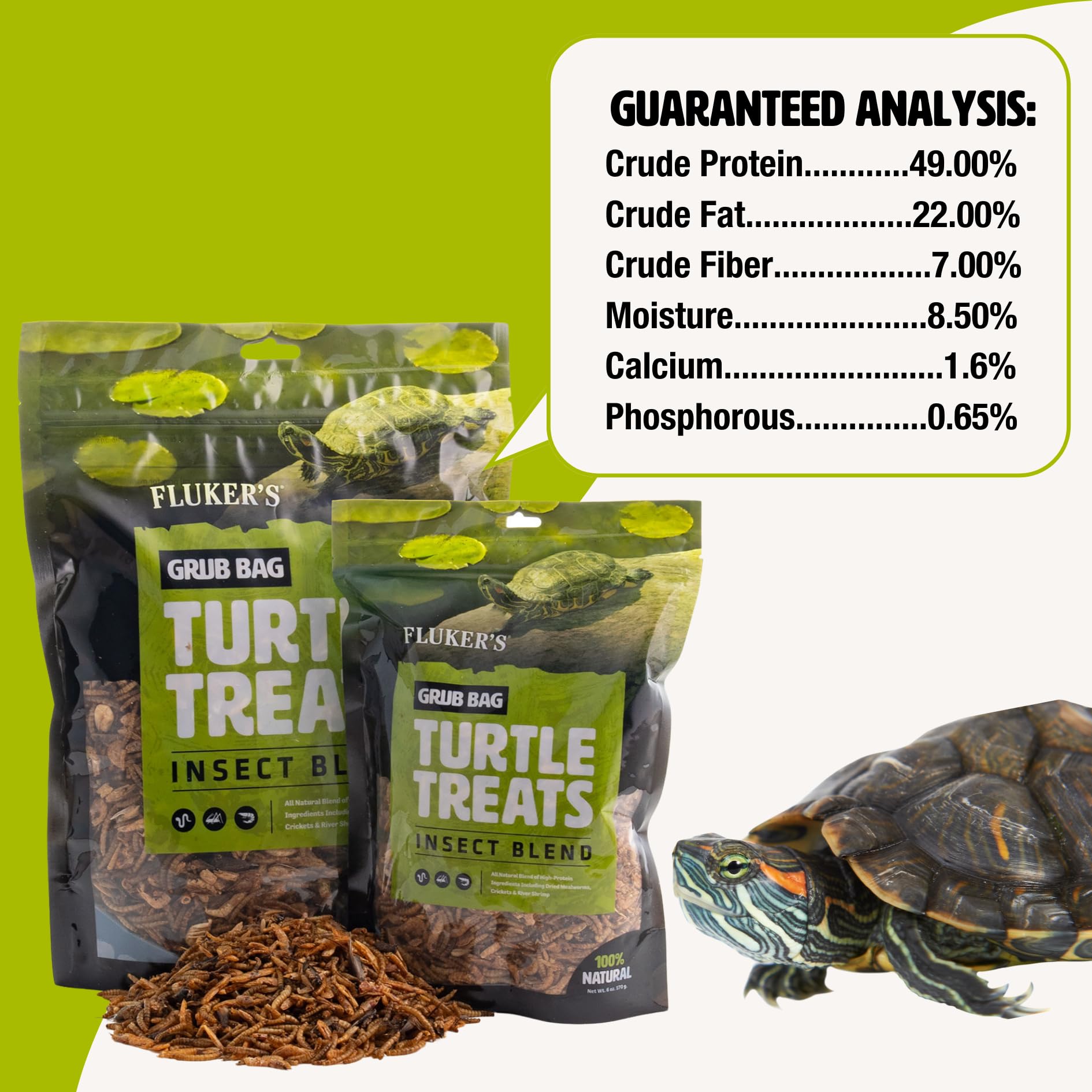 Fluker's Grub Bag Turtle Treats, Insect Blend, High Protein Freeze Dried River Shrimp, Crickets, and Mealworms, For Aquatic Turtles, Amphibians, and Reptiles, 12 oz