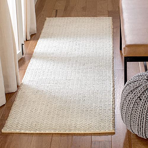 SAFAVIEH Natura Collection 2' x 3' Steel NAT311B Handmade Wool & Viscose Accent Rug