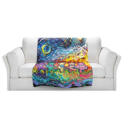 Dia Noche Fleece Blankets Soft Fuzzy 4 Sizes! by Aja Ann - Van Gogh Dancing Bears - Large 80" x 60"
