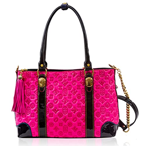 Marino Orlandi Large Tote Purse Violet Rose Leather Satchel Bag Italian Designer Handbag
