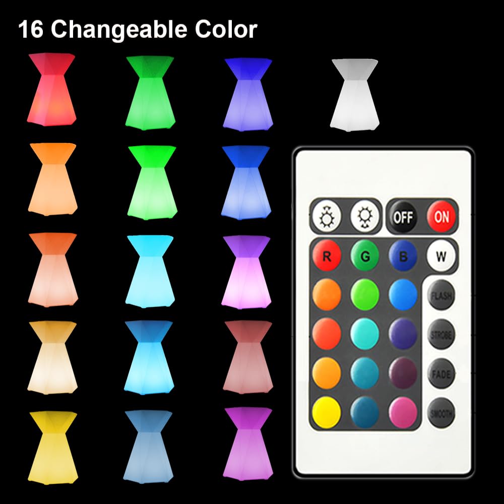 AKaSping LED Bar Table 19" Cocktail Tables with Remote Control 16 RGB Changing-Color Pub Table Hexagon Bistro Coffee Table Outdoor Light Up Bar Table Light Up Furniture