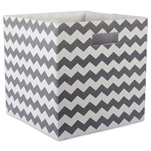DII Collapsible Polyester Storage Cube, Chevron, Gray, Large