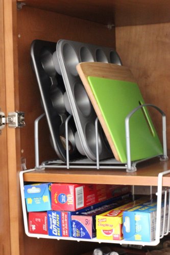 DecoBros Under Shelf Basket Wrap Rack, White