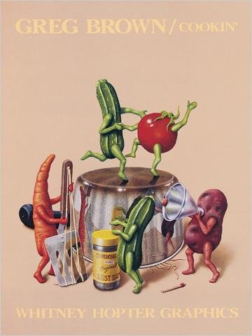 Cookin' by Greg Brown - Poster Art Print - (24 x 18 inches) Fun Kitchen Vegetables