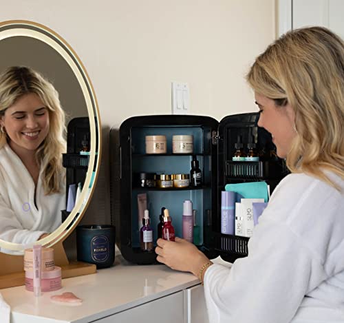 Cooluli Vibe Mini Fridge for Bedroom - With Cool Front Magnetic Blackboard - 15L Portable Small Refrigerator for Travel, Car & Office Desk - Plug In Cooler & Warmer for Food, Drinks & Skincare (Black)
