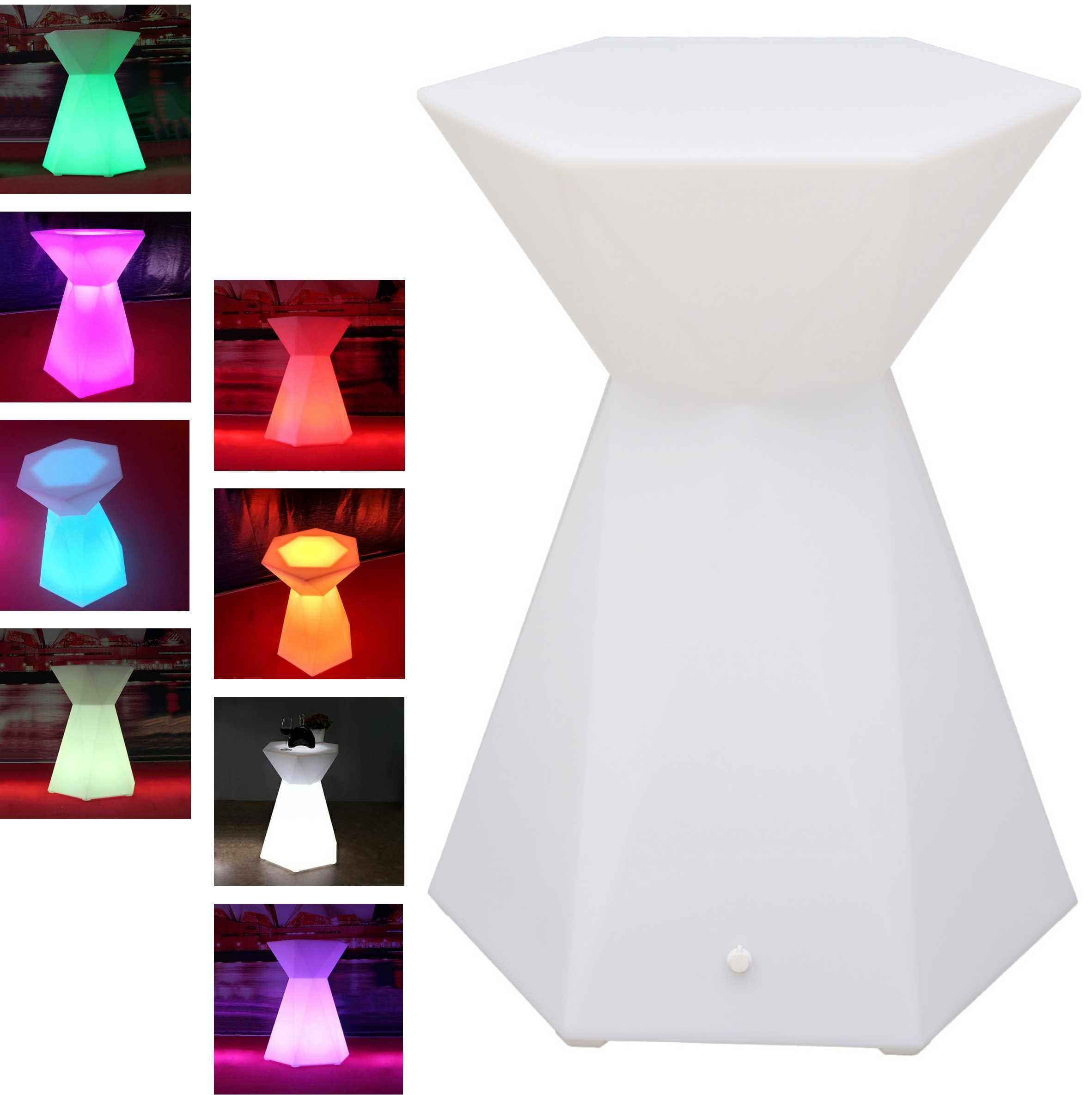 AKaSping LED Bar Table 19" Cocktail Tables with Remote Control 16 RGB Changing-Color Pub Table Hexagon Bistro Coffee Table Outdoor Light Up Bar Table Light Up Furniture