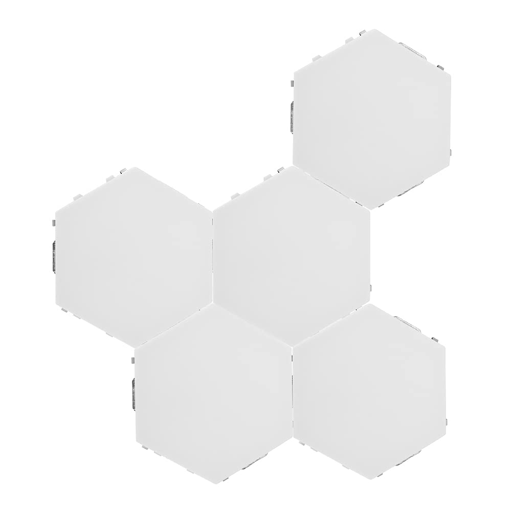 Hexagon Lights, Hexagon Led Lights, Hex Lights for Wall Led Light Wall Panels for Living Room, Bedroom, Led Wall Decor, 100V-240V (5 Lights with Power Supply EU Plug)