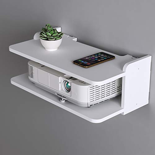TV Background Wall Wood-Plastic Panel Set-top Box Shelf, Living Room Wall WiFi Wireless Router Projector Shelf - White. Floating Wall Shelf