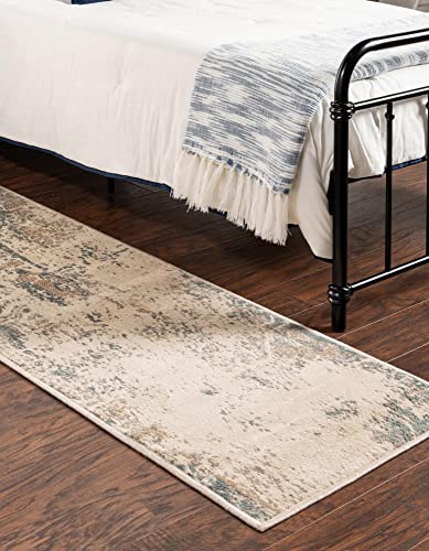 Unique Loom Tuareg Collection Vintage Distressed Traditional Area Rug, 2 ft 6 in x 10 ft, Beige/Green