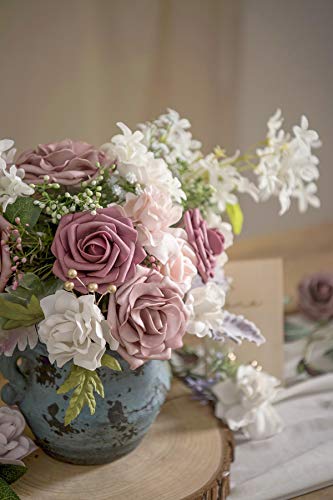 Ling's Moment Artificial Flowers White Gardenia Fake Flowers 2.7" 25 pcs w/Stem for DIY Wedding Bouquets Boutonnieres