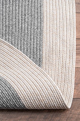 nuLOOM Delaine Braided Solid Border Indoor/Outdoor Area Rug, 5' x 8' Oval, Grey