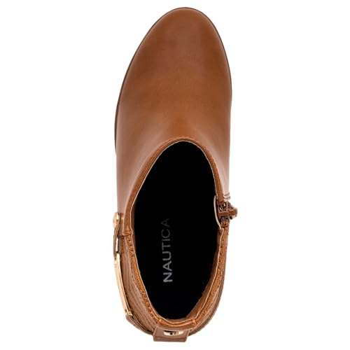 Nautica Kids Girls Ankle Bootie With Side Buckle and Zipper, Dress Boot -For Youth -Anper-Tan -13