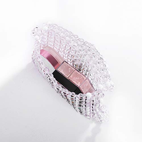 YIFEI Women Transparent Beaded Acrylic Shoulderbag Evening Handmade Bags (Clear)