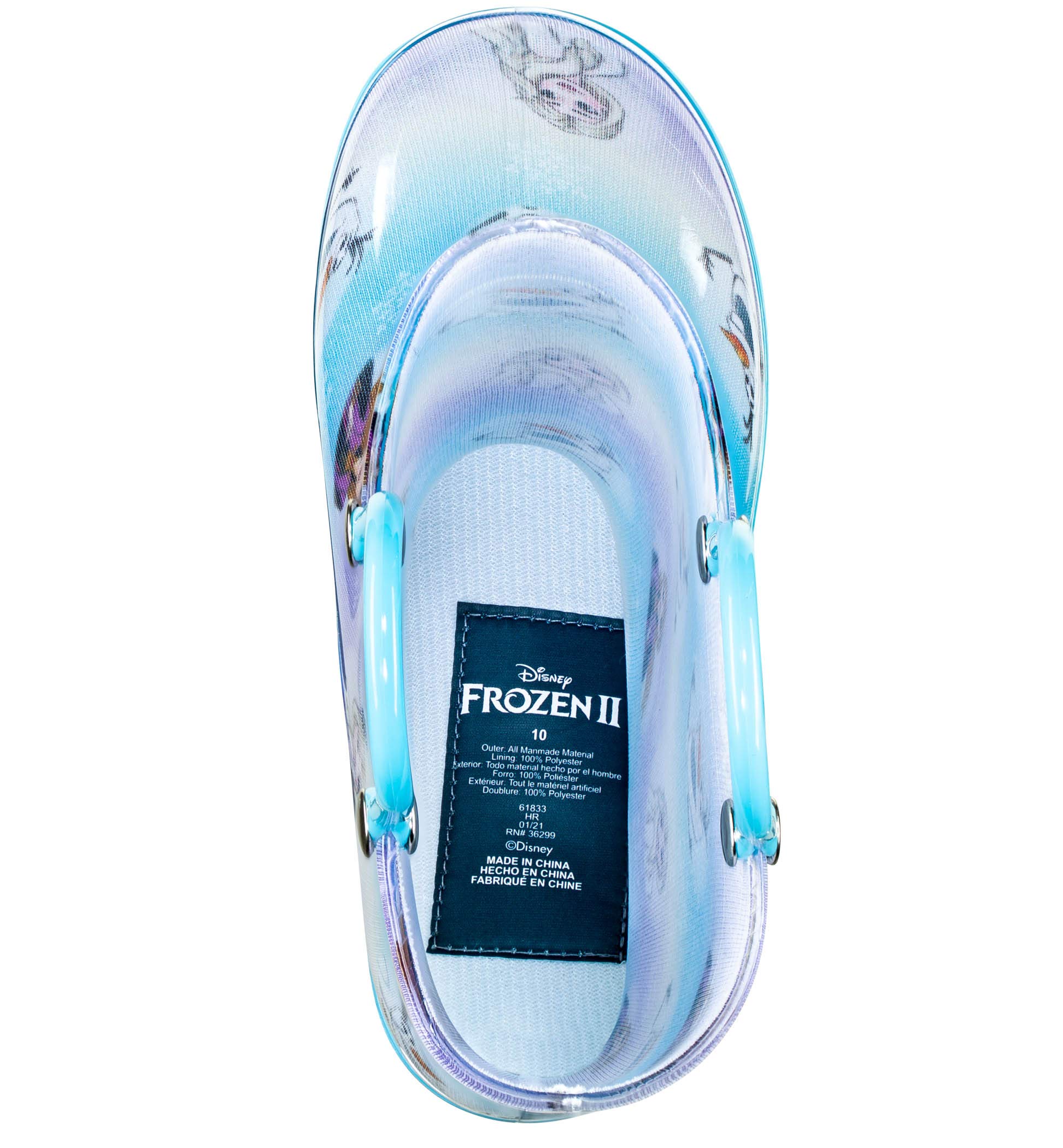 Disney Frozen 2 Girls Anna, Elsa and Olaf Pink PVC Waterproof Licensed Rain Boots Easy-On Handles - Size 8 Toddler