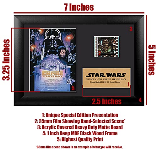 FilmCells – Star Wars: Episode V - The Empire Strikes Back - Officially Licensed Collectible - 7” x 5” MiniCell Desktop Presentation – Featuring 35 mm Movie Clip with Easel Stand and Certificate of Authenticity