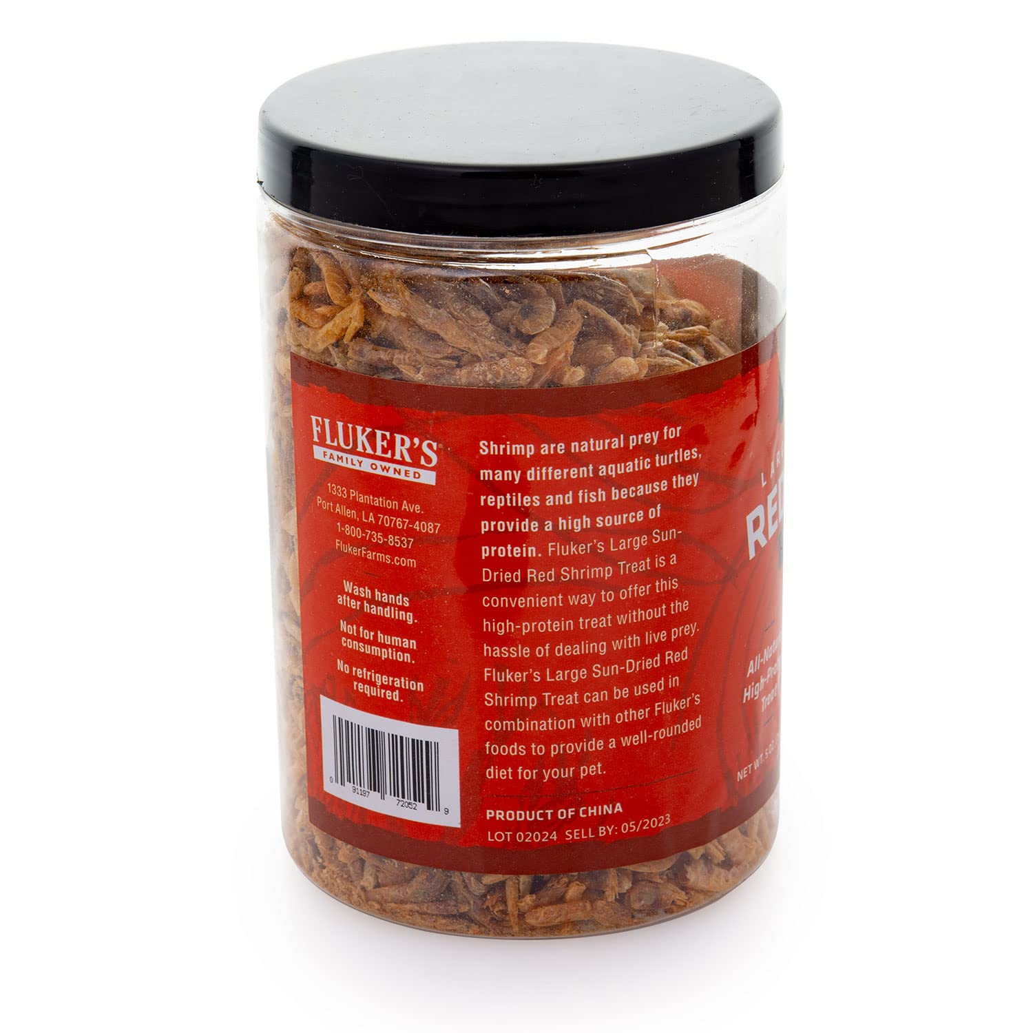 Fluker's All Natural Large Sun-Dried Red Shrimp, High Protein Treats, Aquatic Turtle Food, Great for Aquatic Frogs, Tegus, Monitors, and Tropical Fish, 5 oz