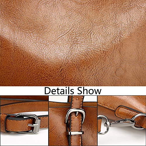 Rullar Women Ladies Satchel Zipper Shoulder Crossbody Top-handle Bag Multifunction Tote Purse Handbag Brown