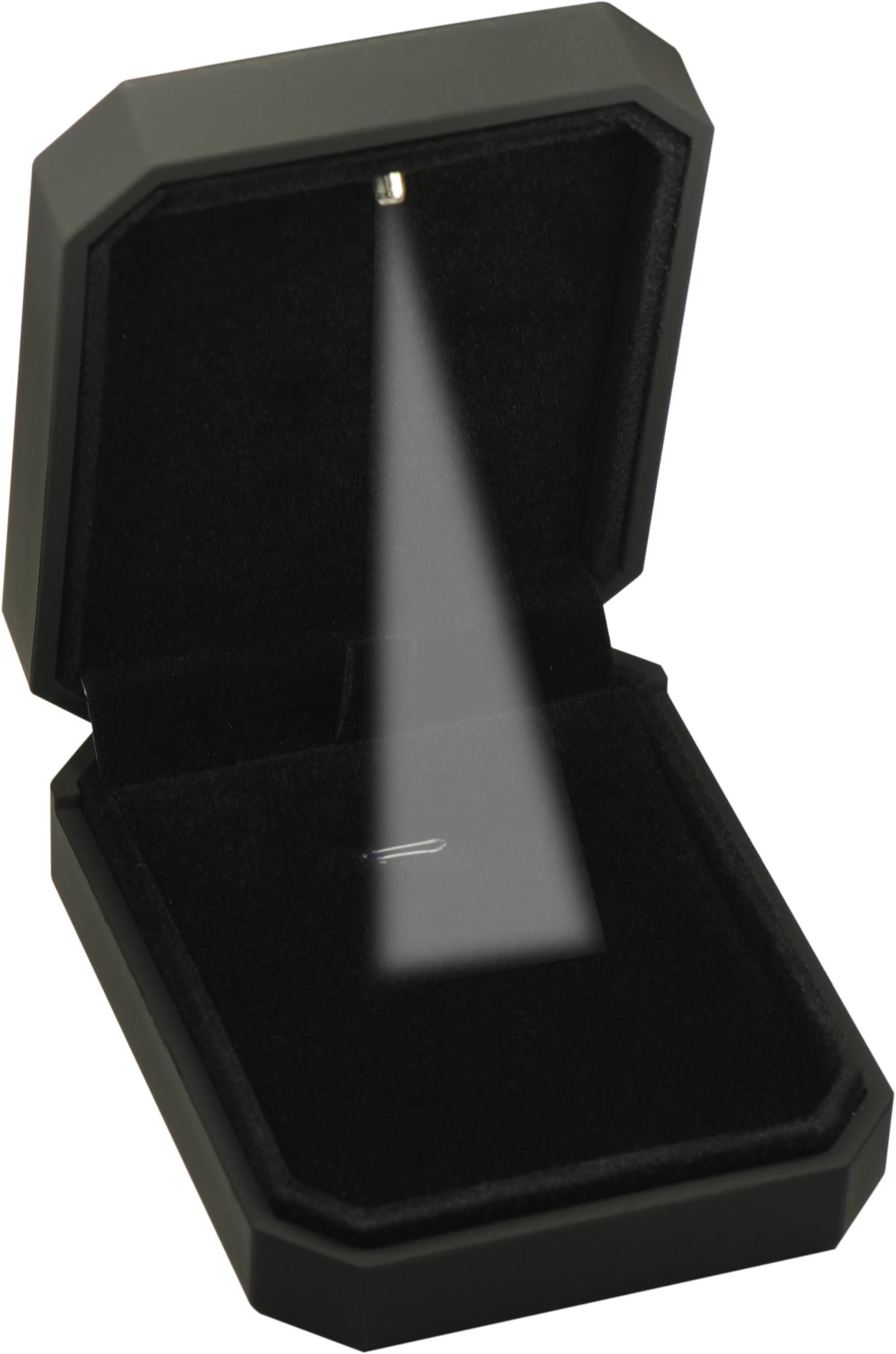 The Jewellery Pak LED Black Necklace Box Luxury Octagonal Design LED Pendant Jewelry Gift Box LED Necklace Jewelry Gift Box with Light for Men for Women Box Dimension 2.83〞(W)*3〞(D)*2.17〞(H)