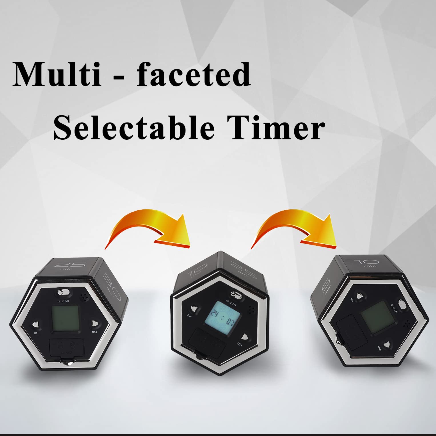 Hexagon Flip Pomodoro Timer,Magnetic Productivity Timer,Smart Study Countdown Kids Visual Timer for Kids,LED Display Digital Timer for Kitchen Cooking Exercise Classroom ADHD Reading (Black)