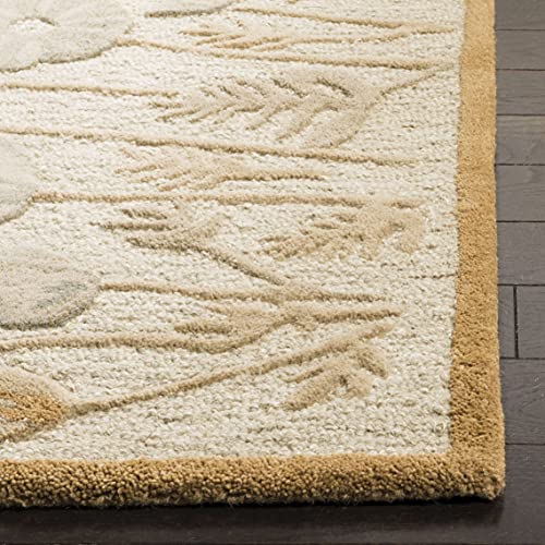 MARTHA STEWART by SAFAVIEH Collection 2'6" x 4'3" Nutshell/Brown MSR3627C Handmade Poppy Glossary Wool & Viscose Accent Rug