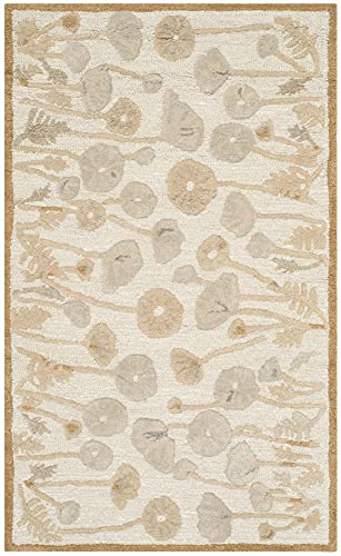 MARTHA STEWART by SAFAVIEH Collection 2'6" x 4'3" Nutshell/Brown MSR3627C Handmade Poppy Glossary Wool & Viscose Accent Rug