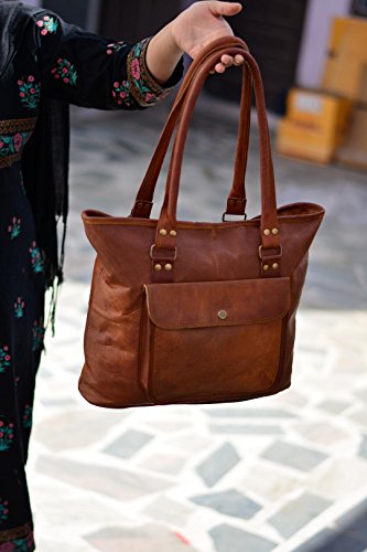 Handmade Women Vintage Style Real Leather Shoulder Shoppers Bag Purse 16β Brown