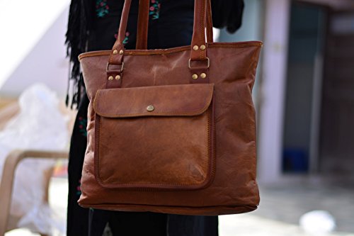 Handmade Women Vintage Style Real Leather Shoulder Shoppers Bag Purse 16β Brown