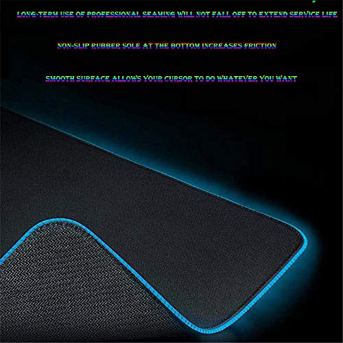 Hexagon Texture Gaming Mouse Pad Gamer Computer RGB Backlit Large XXL for Desk Keyboard Led Mice Mat L(27.5x15.7 Inch)