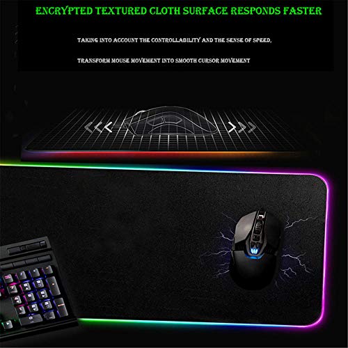 Hexagon Texture Gaming Mouse Pad Gamer Computer RGB Backlit Large XXL for Desk Keyboard Led Mice Mat L(27.5x15.7 Inch)