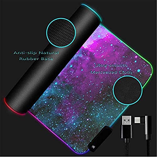 Hexagon Texture Gaming Mouse Pad Gamer Computer RGB Backlit Large XXL for Desk Keyboard Led Mice Mat L(27.5x15.7 Inch)