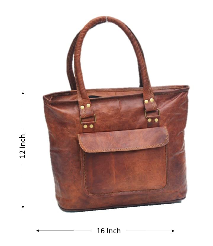 Handmade Women Vintage Style Real Leather Shoulder Shoppers Bag Purse 16β Brown