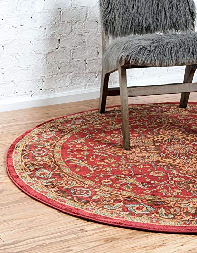 Unique Loom Sahand Collection Traditional Geometric Classic Red Round Rug (8' 0 x 8' 0)