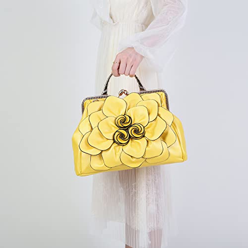 SUNROLAN Women's Evening Clutches Handbags Formal Party Wallets Wedding Purses Wristlets Ethnic Totes Satchel (Yellow)