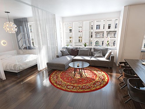 Unique Loom Sahand Collection Traditional Geometric Classic Red Round Rug (8' 0 x 8' 0)