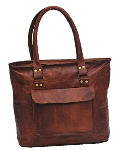 Handmade Women Vintage Style Real Leather Shoulder Shoppers Bag Purse 16β Brown