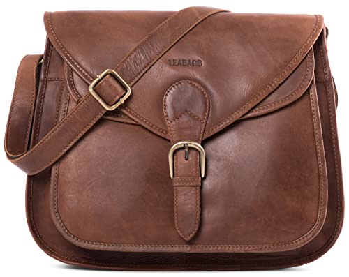 LEABAGS Riyadh Shoulder bag I Genuine buffalo leather handbag I Shoulder bag with vintage look I Leather shoulder handbag