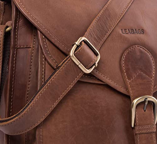 LEABAGS Riyadh Shoulder bag I Genuine buffalo leather handbag I Shoulder bag with vintage look I Leather shoulder handbag