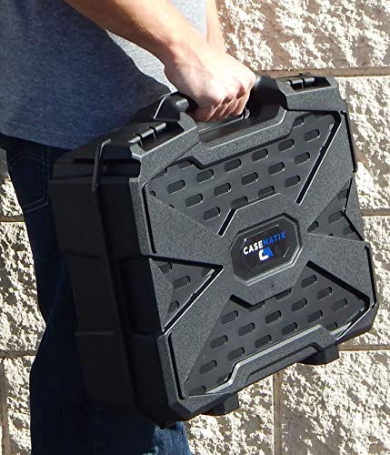 CASEMATIX Travel Case Compatible with Xbox One X - Hard Shell Carrying Case with Protective Foam Compartments for Console, Controller, Power Adapter, Games and More Accessories