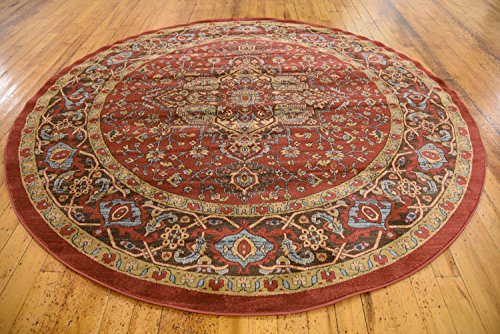 Unique Loom Sahand Collection Traditional Geometric Classic Red Round Rug (8' 0 x 8' 0)
