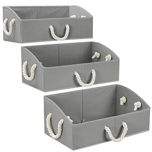 Sorbus Storage Bins [3-Pack] Fabric Storage Baskets, Foldable Closet Organizer Trapezoid Storage Box (Grey)