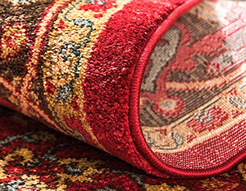 Unique Loom Sahand Collection Traditional Geometric Classic Red Round Rug (8' 0 x 8' 0)