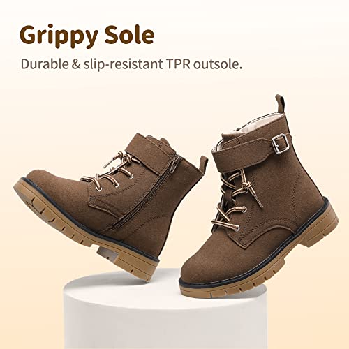DREAM PAIRS SDBO226K Boys Girls Anckle Combat Boots Brown Size 6 Big Kid