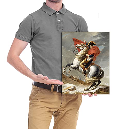 Wieco Art Napoleon Crossing The Alps of Jacques-Louis David Oil Paintings Reproduction Abstract HD Prints Wall Decor Classic Artwork for Home & Office Decoration